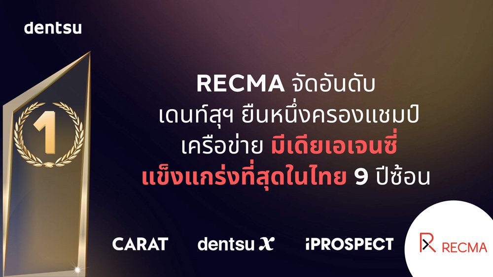 RECMA จัดอันดับ เดนท์สุฯ ยืนหนึ่งครองแชมป์เครือข่ายมีเดียเอเยนซี่ ...